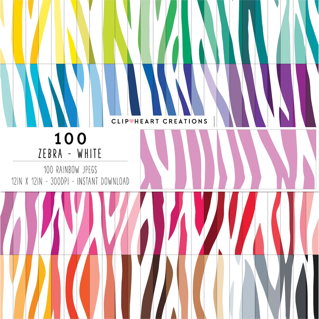 100 Zebra Print Digital Papers: Seamless Animal Patterns (digital ...