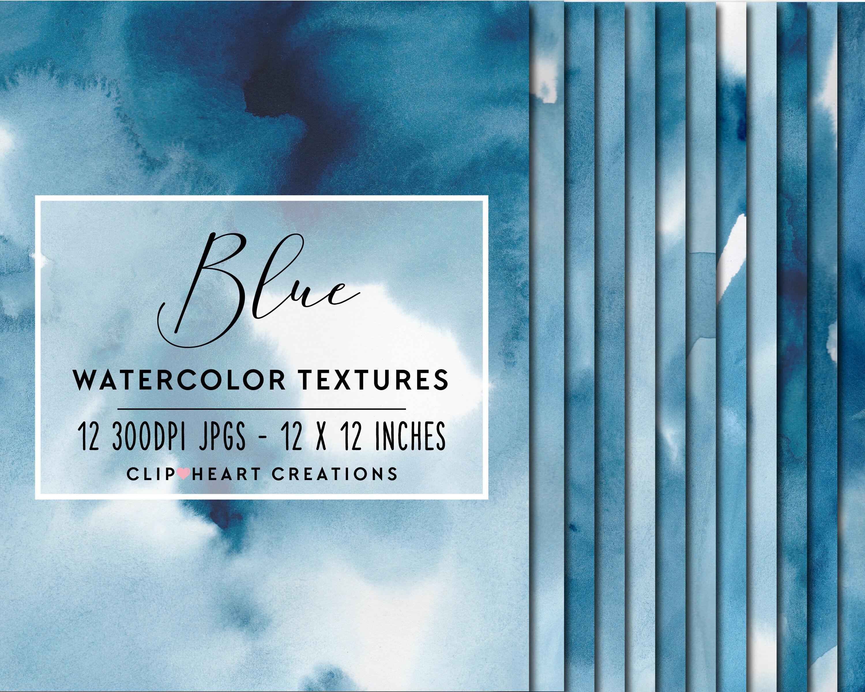 Blue Watercolor Digital Papers Commercial Use Instant - Etsy UK
