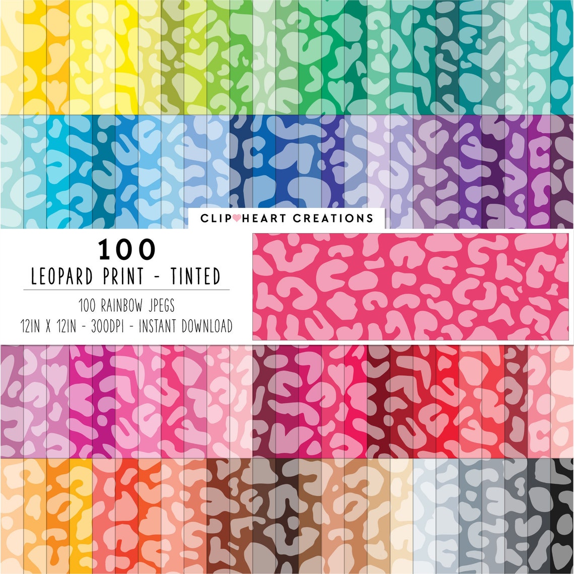 100 Leopard Print Pattern Digital Papers, Commercial Use Seamless ...