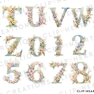 Spring Florals Alphabet Clip Art, Commercial Use Instant Download ...