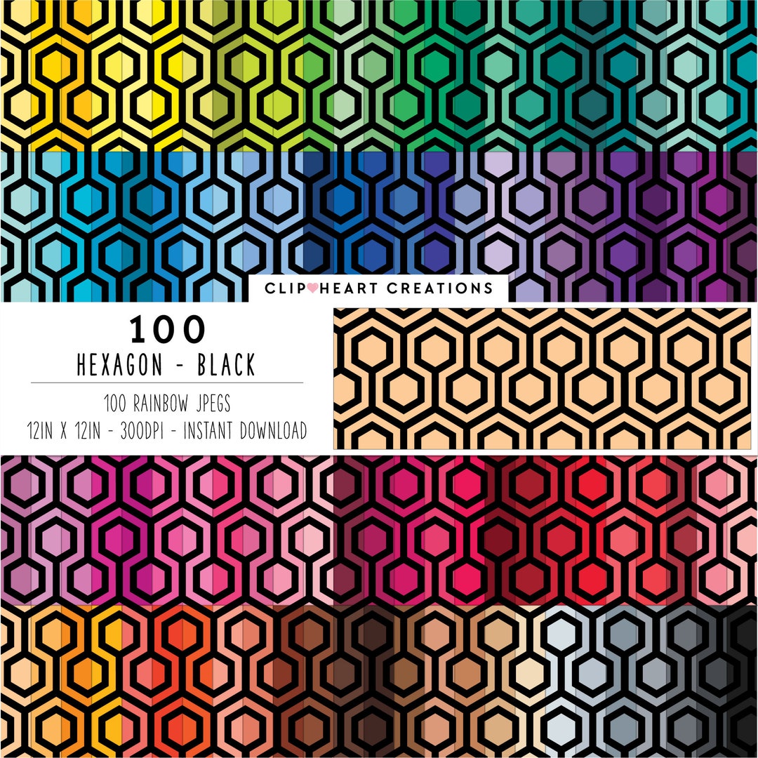 100 Hexagon Pattern Digital Paper, Commercial Use Instant Download ...