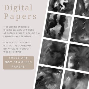 Black Watercolor Digital Papers, Commercial Use Instant Download ...