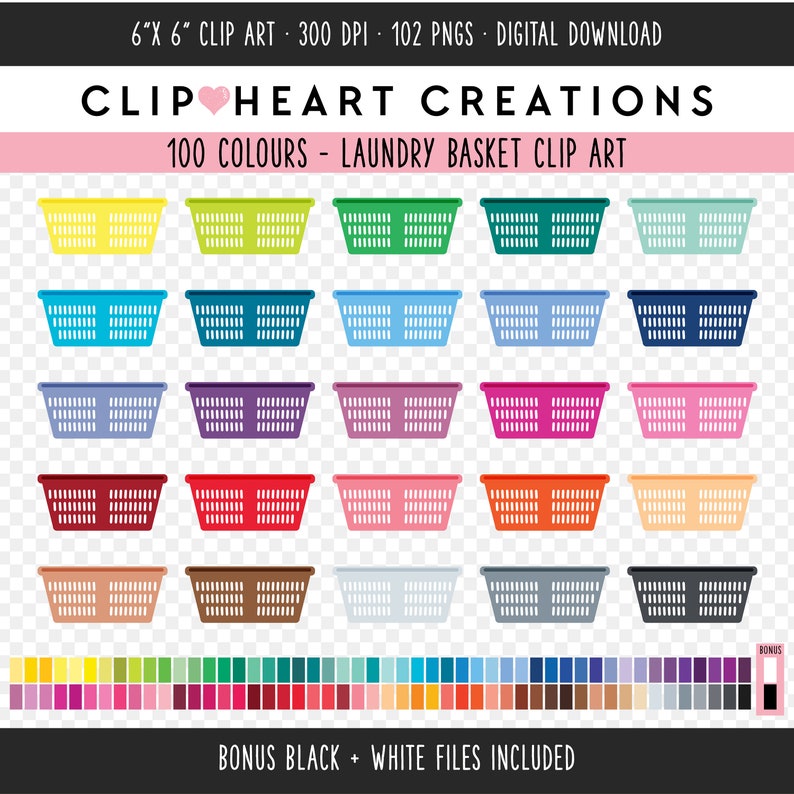 100 Laundry Basket Clip Art, Commercial Use Instant Download Ironing ...