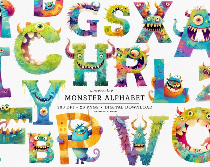 Alphabet Clipart Bundle, Christmas, Monsters, Rainbow, Baby Boy and ...