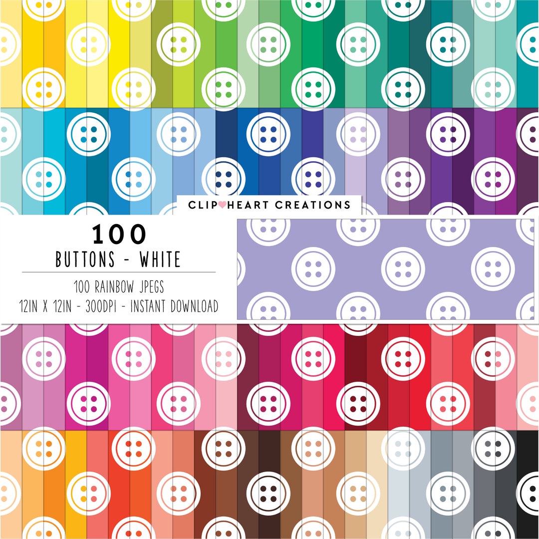 100 Buttons Digital Papers Commercial Use Seamless Rainbow Button ...