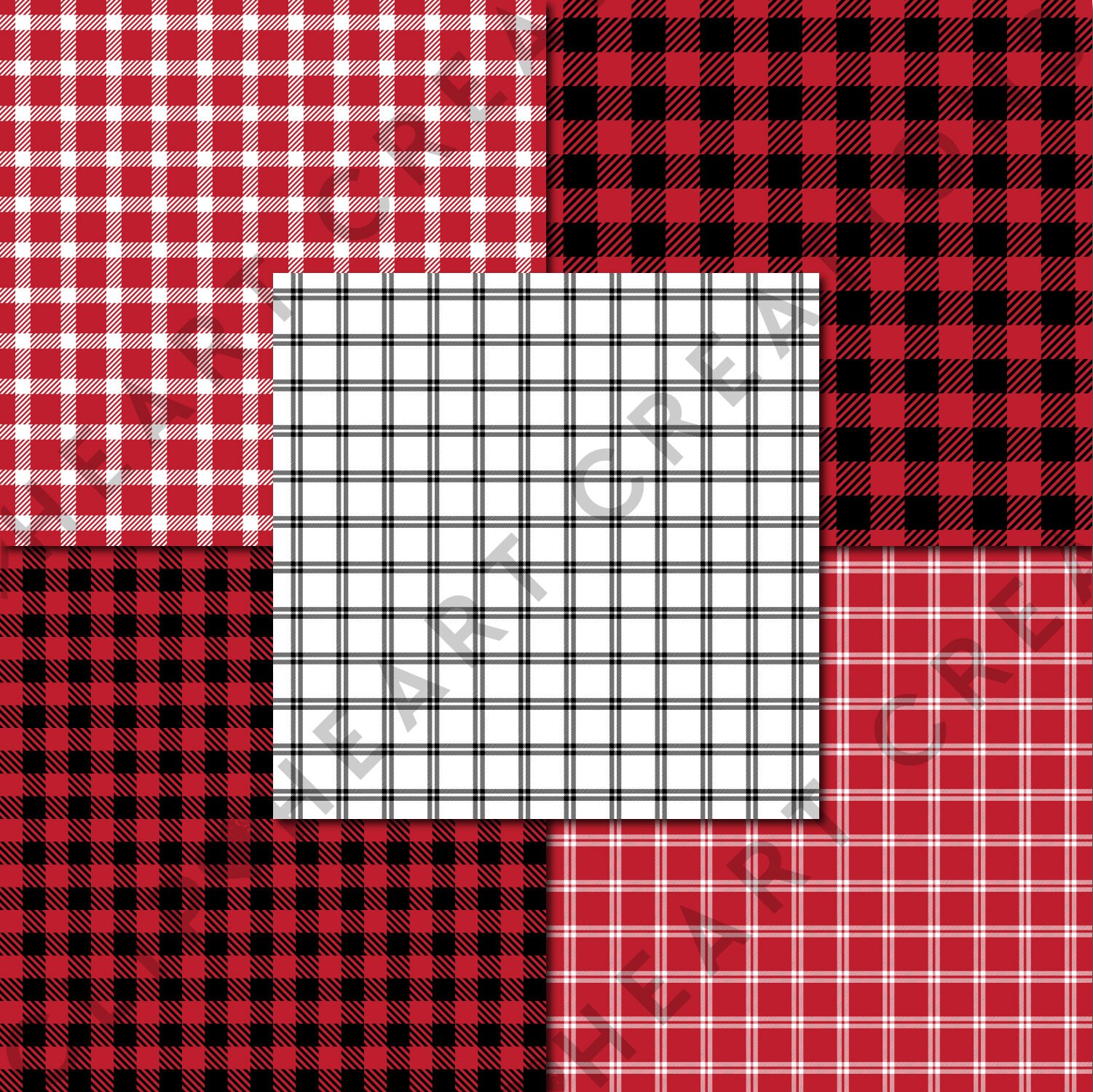 Red Buffalo Plaid Digital Paper Set Seamless Lumberjack Plaid - Etsy