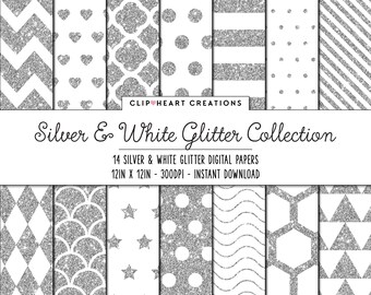 Gold Glitter Pattern Digital Papers Commercial Use 14 White | Etsy
