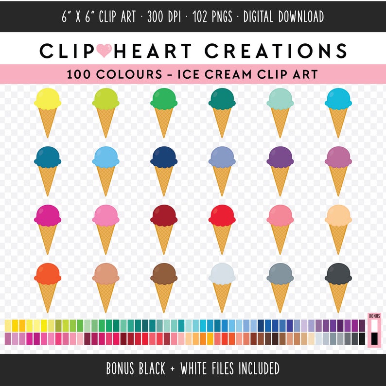 100 Ice Cream Clip Art, Commercial Use Instant Download PNG Ice-cream ...
