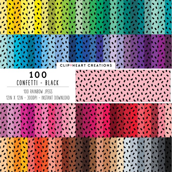 100 Confetti Digital Paper Pack Commercial Use Seamless Black | Etsy
