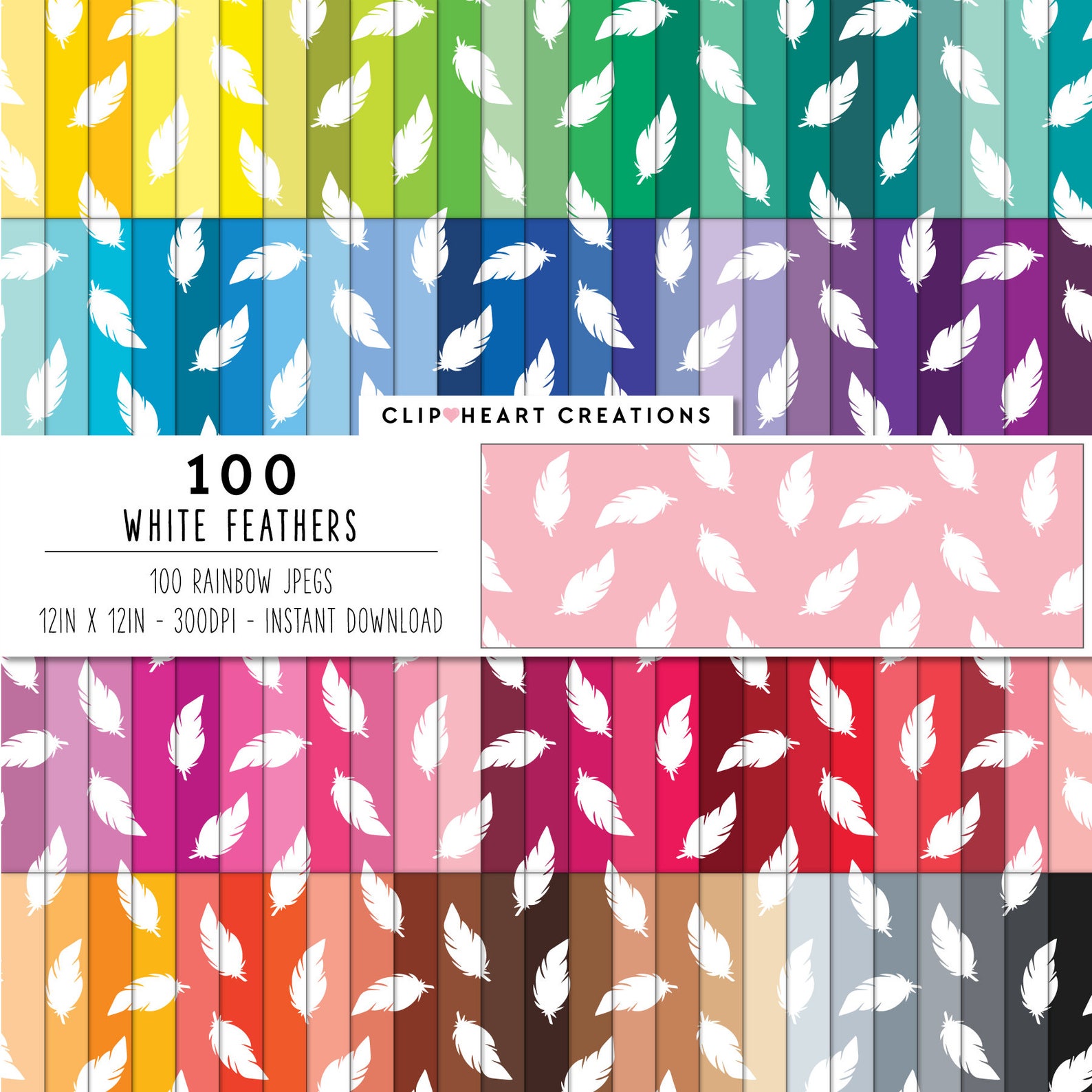 100 Feathers Digital Paper Pack Commercial Use Instant | Etsy