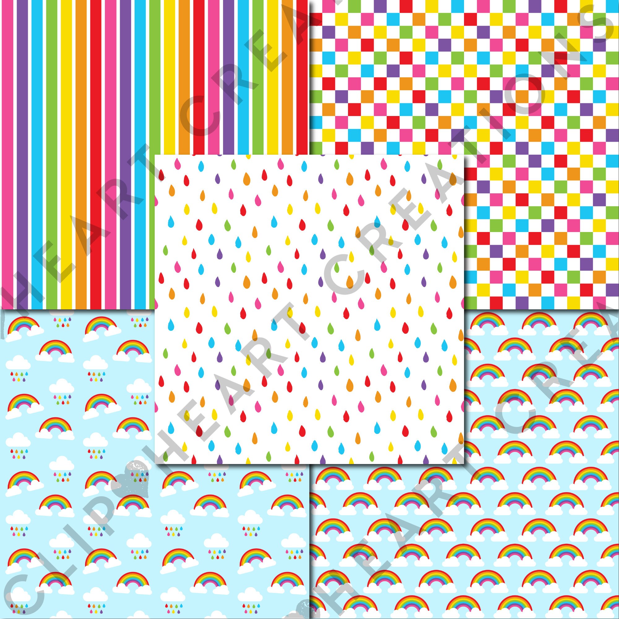 Rainbows Digital Paper Patterns 20 Seamless Commercial Use - Etsy