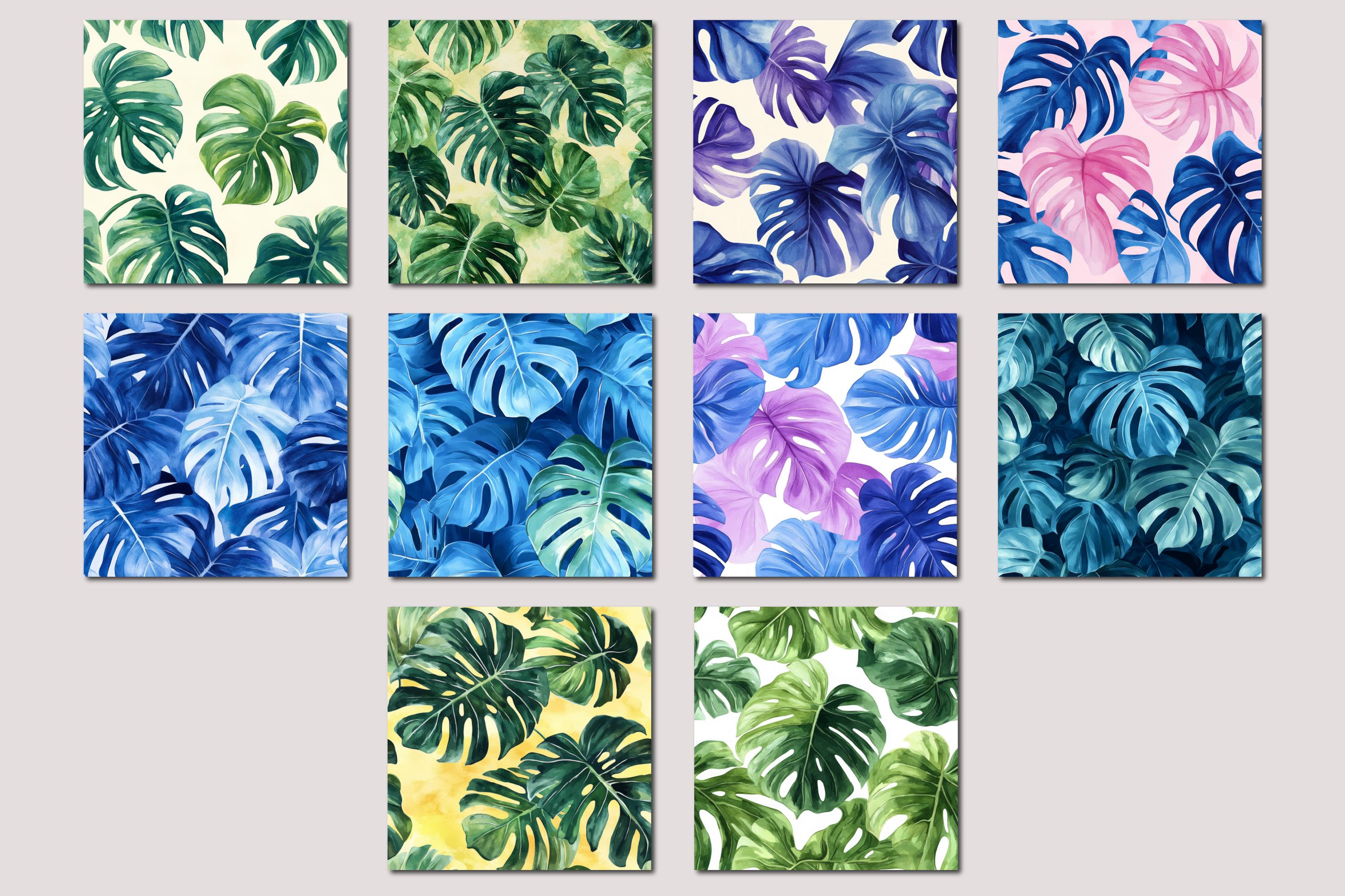 Island Monstera Seamless Digital Paper Pack - Seamless Commercial Use ...