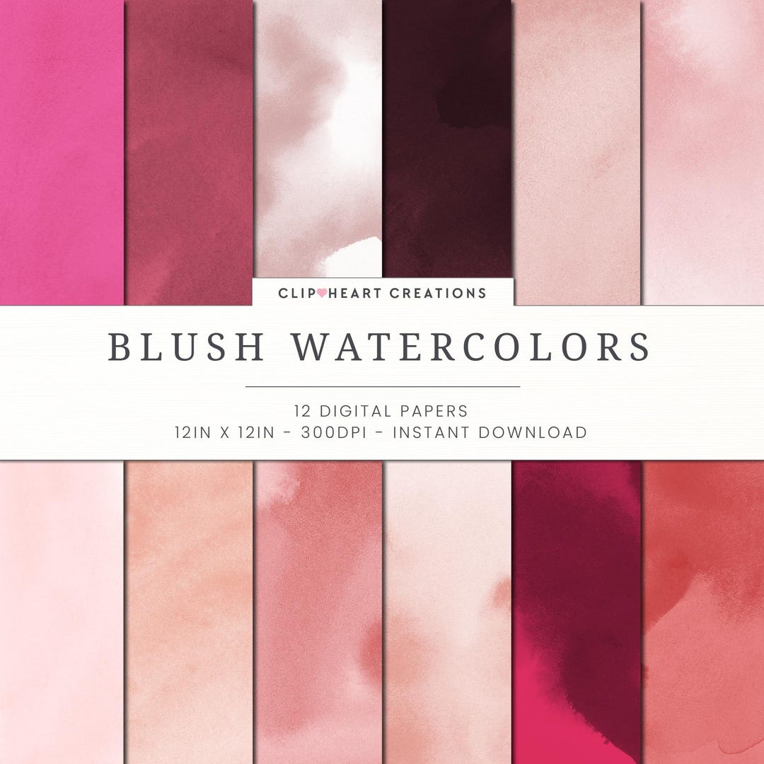 Blush Watercolor Digital Papers, Commercial Use Instant Download ...
