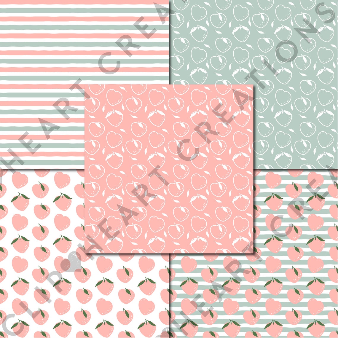 Peach Digital Paper Patterns 20 Seamless Commercial Use - Etsy