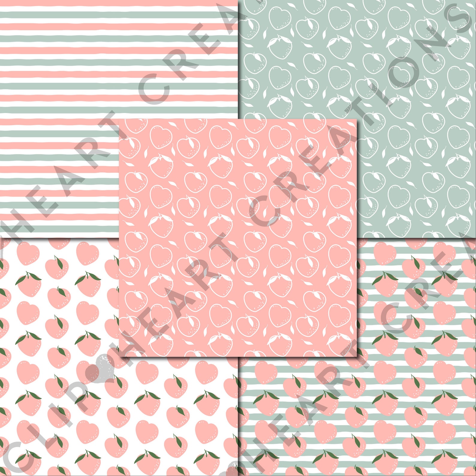 Peach Digital Paper Patterns 20 Seamless Commercial Use - Etsy