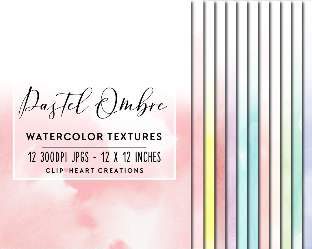 Pastel Ombre Watercolor Digital Papers, Commercial Use Instant Download ...