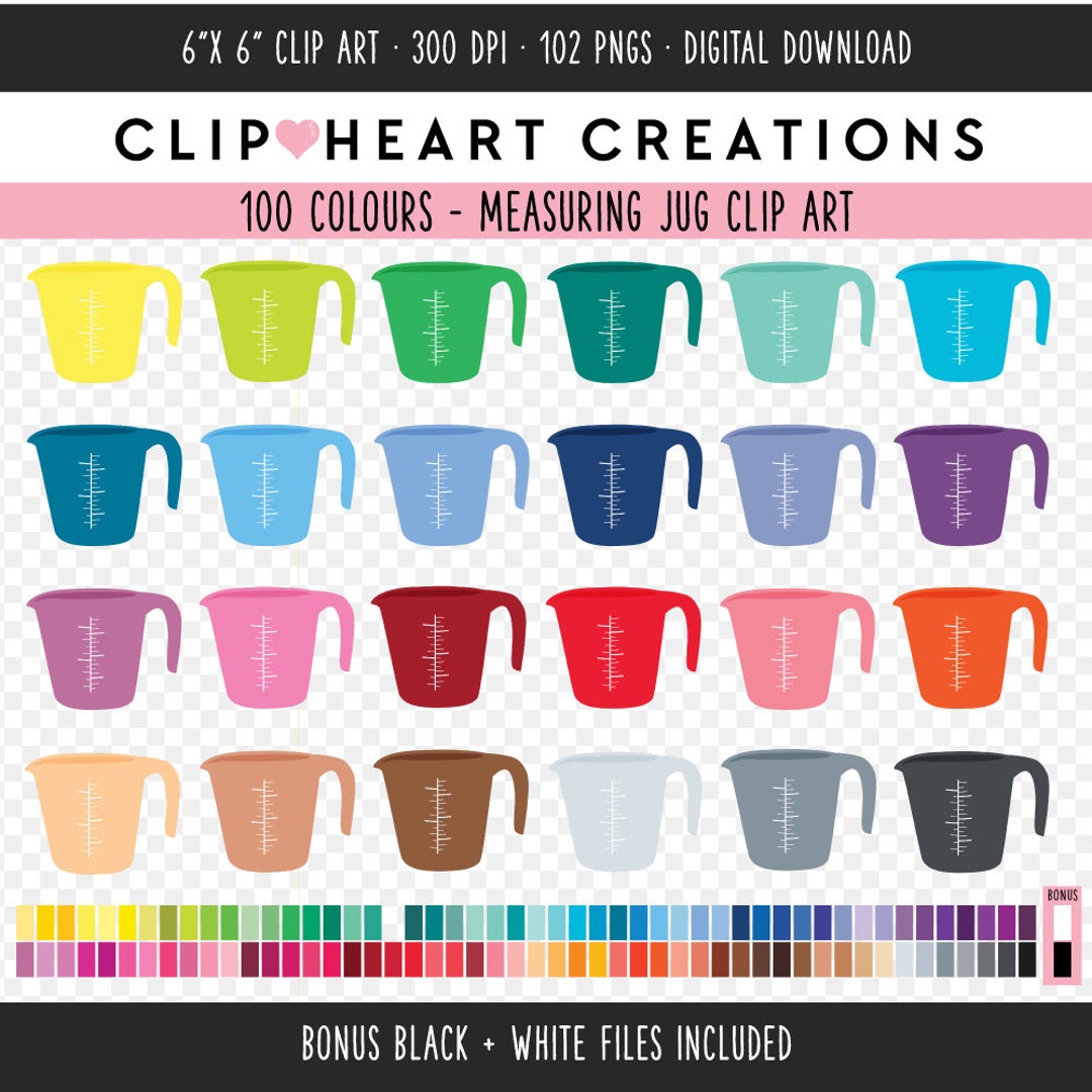 100 Measuring Jug Digital Clip Art, Commercial Use Instant Download PNG ...