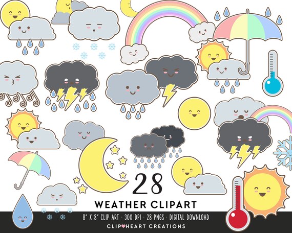 Weather Clip Art Commercial Use Instant Download PNG Cute | Etsy