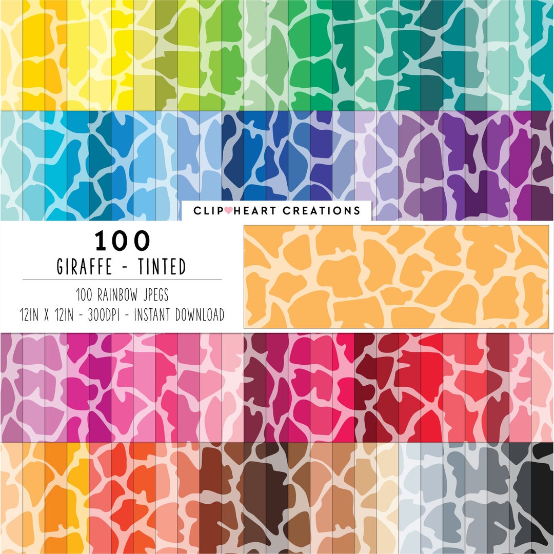 100 Giraffe Print Digital Paper Pack, Commercial Use Seamless Animal ...