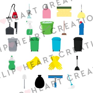 Cleaning Clip Art Pack, Commercial Use Instant Download PNG Cleaning ...