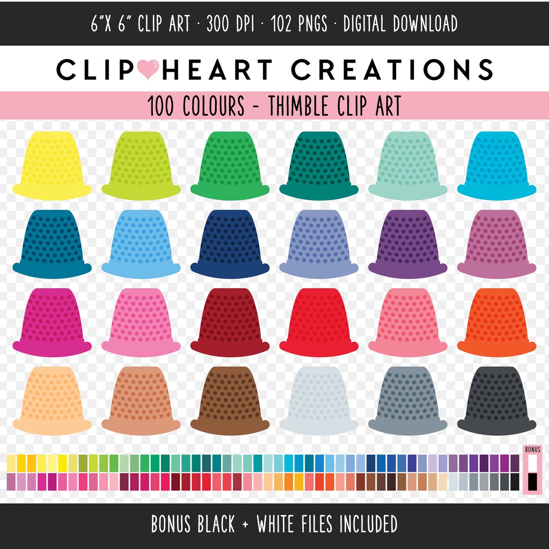 100 Thimble Clip Art, Commercial Use Instant Download PNG Sewing ...