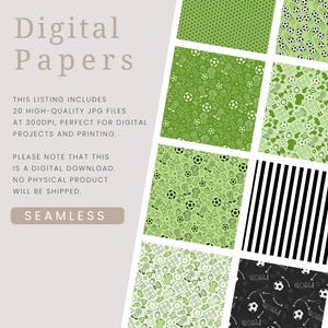 20 Soccer Themed Digital Papers, Seamless Commercial Use Instant ...