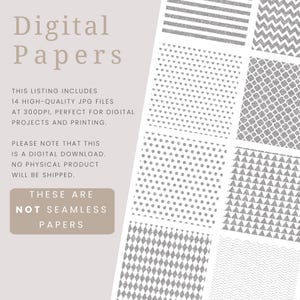 14 Silver and White Glitter Pattern Digital Papers, Commercial Use ...