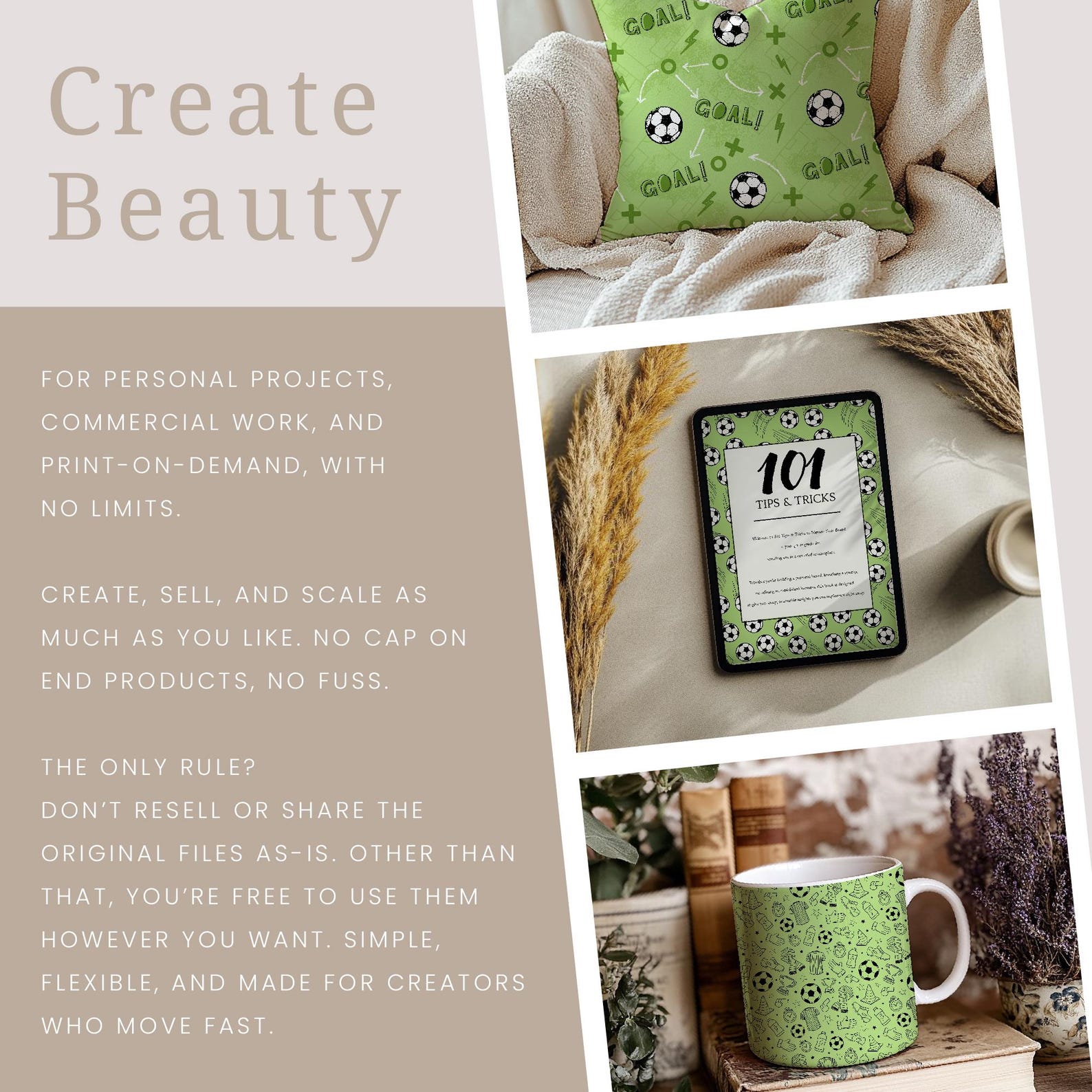 20 Soccer Themed Digital Papers, Seamless Commercial Use Instant ...