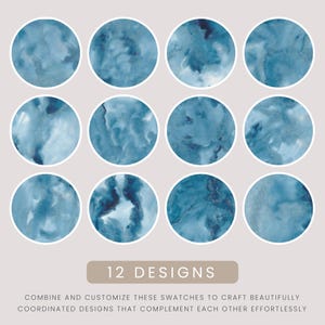 Blue Glitter Watercolor Digital Papers, Commercial Use Instant Download ...