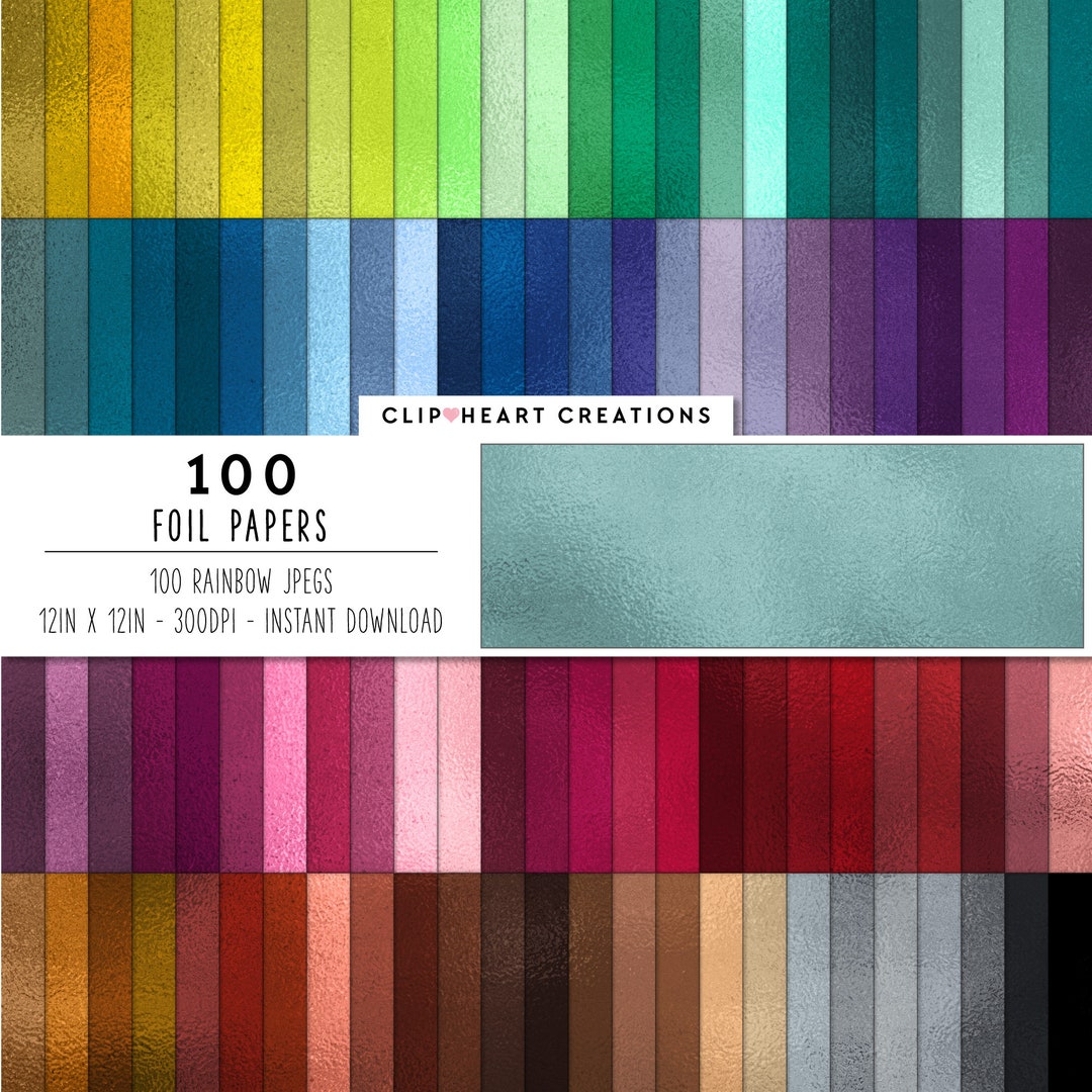 100 Metallic Foil Texture Digital Papers, Commercial Use Instant ...