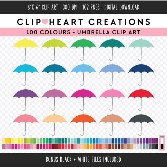 100 Umbrella Digital Clip Art Commercial Use Instant Download | Etsy