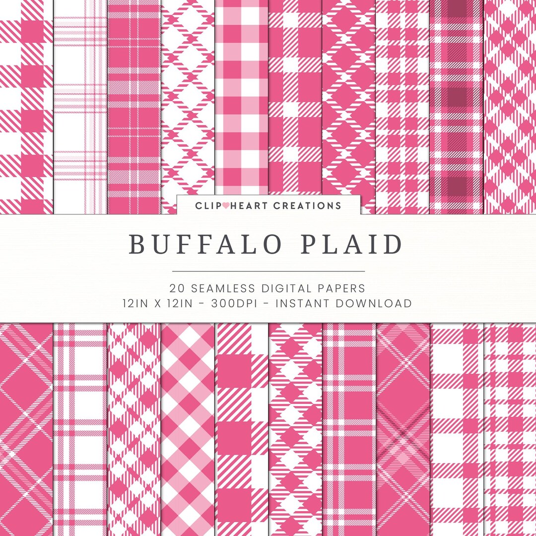 Pink Buffalo Plaid Digital Paper Set, Seamless Lumberjack Plaid Papers ...