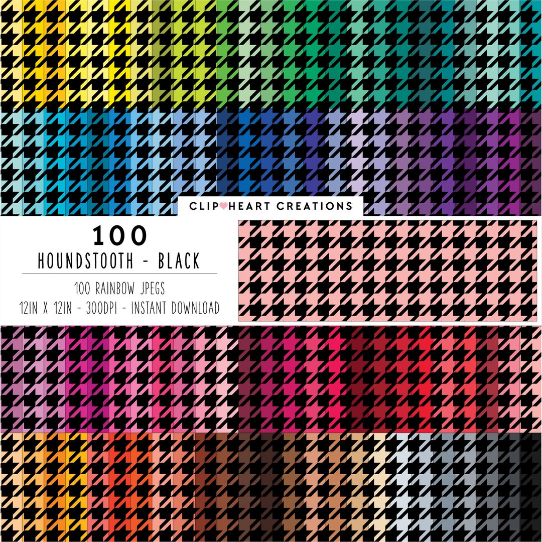 100 Houndstooth Digital Paper, Commercial Use Seamless Houndstooth ...