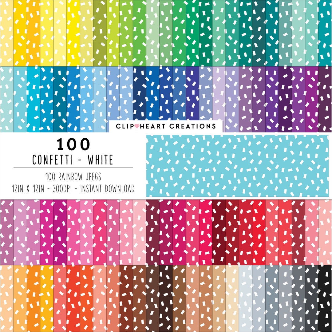 100 Confetti Digital Papers Commercial Use Seamless White - Etsy España