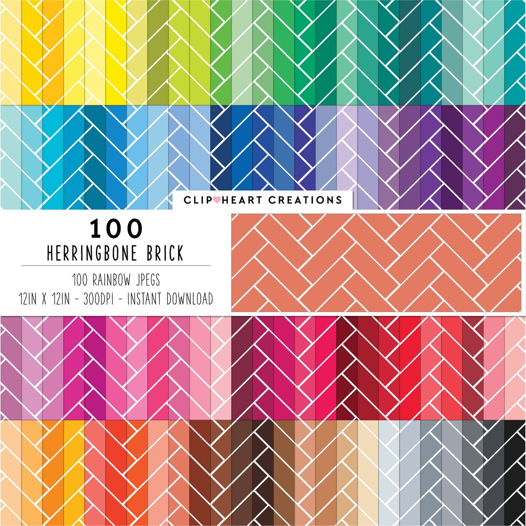 100 Herringbone Brick Digital Papers, Commercial Use Seamless Bricks ...