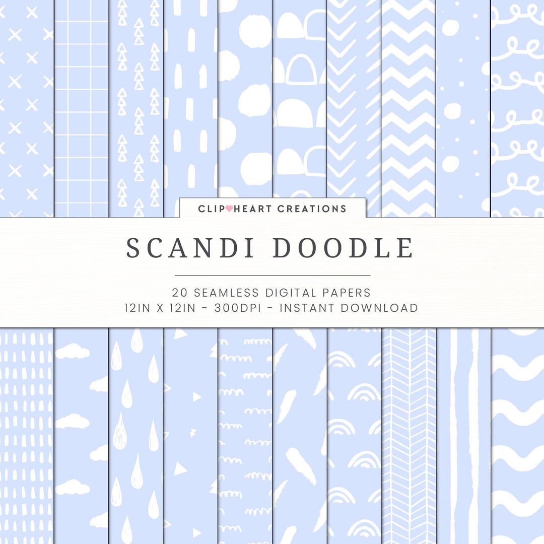 Baby Blue Doodle Seamless Digital Papers, Commercial Use Instant ...
