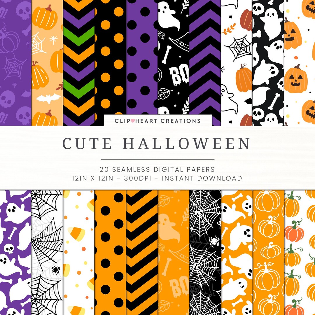 20 Halloween Themed Digital Papers, Seamless Commercial Use Instant ...