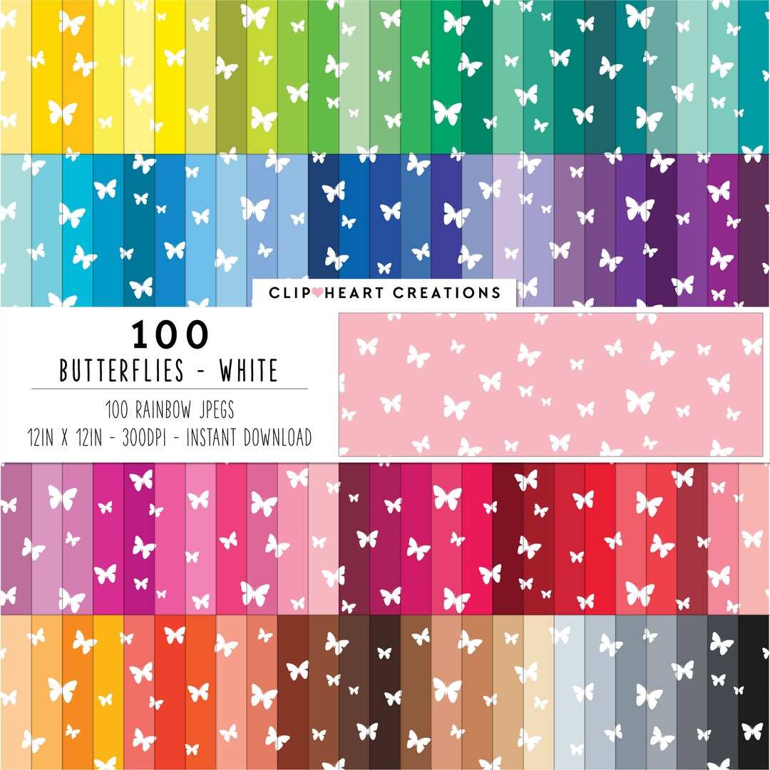 100 Butterfly Pattern Digital Papers, Commercial Use Instant Download ...