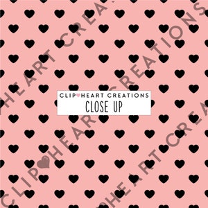 100 Hearts Digital Paper Pack, Commercial Use Seamless Black Heart ...