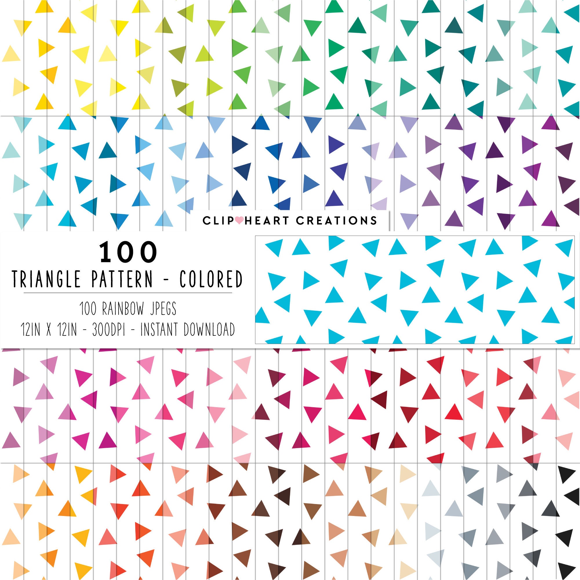 100 Triangle Confetti Digital Papers, Commercial Use Seamless Confetti ...