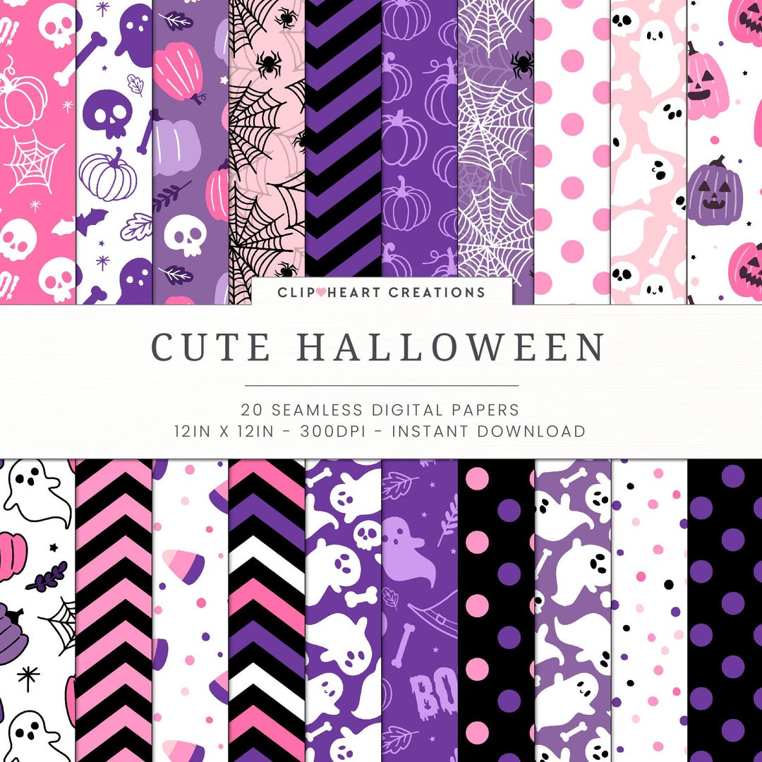 20 Cute Halloween Themed Digital Papers, Seamless Commercial Use ...