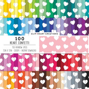 100 Heart Confetti Digital Paper Pack Commercial Use Instant | Etsy