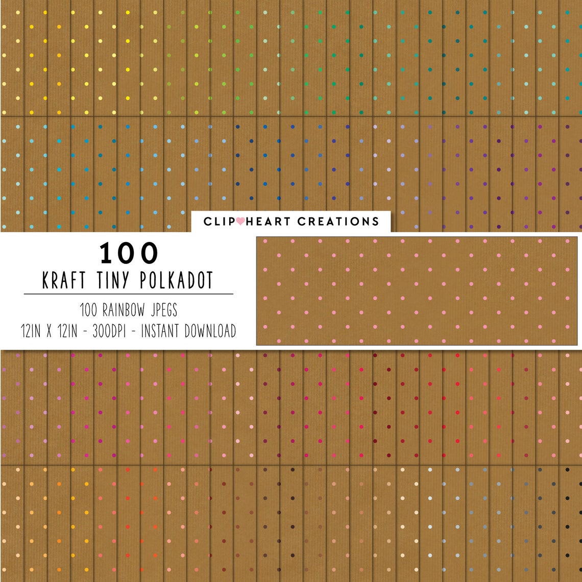 100 Kraft Polka Dot Pattern Digital Paper, Commercial Use Instant ...