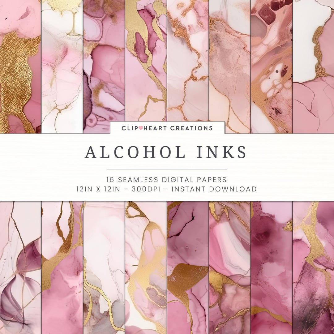 Pink and Gold Alcohol Ink Seamless Digital Papers, Seamless Commercial ...