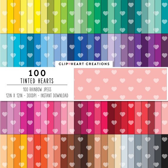 100 Hearts Digital Paper Pack Commercial Use Instant Download | Etsy