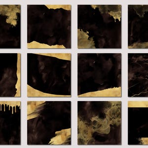 Brown & Gold Watercolor and Foil Digital Papers, Commercial Use Instant ...