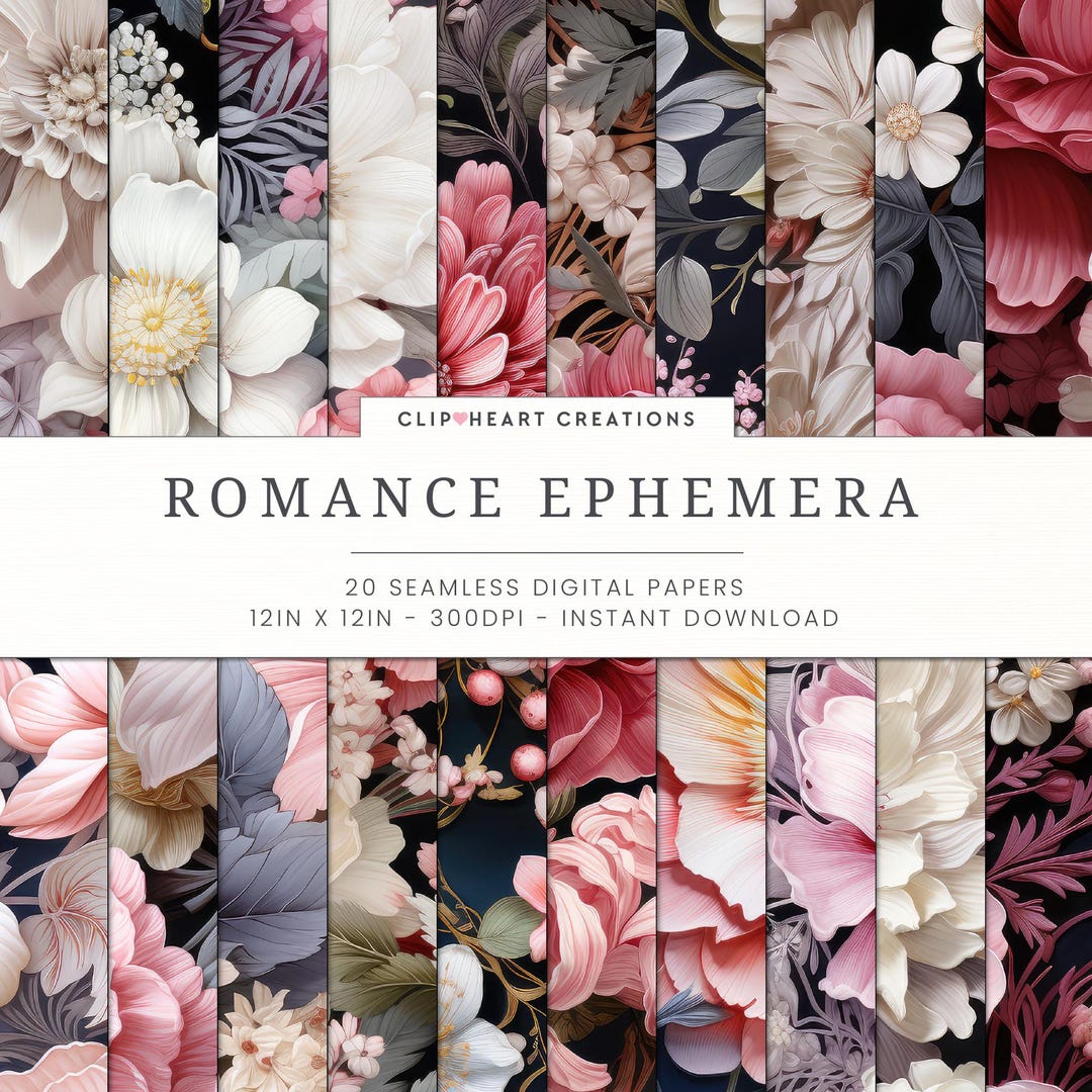 Romantic Pink Vintage Floral Digital Papers, Seamless Commercial Use ...