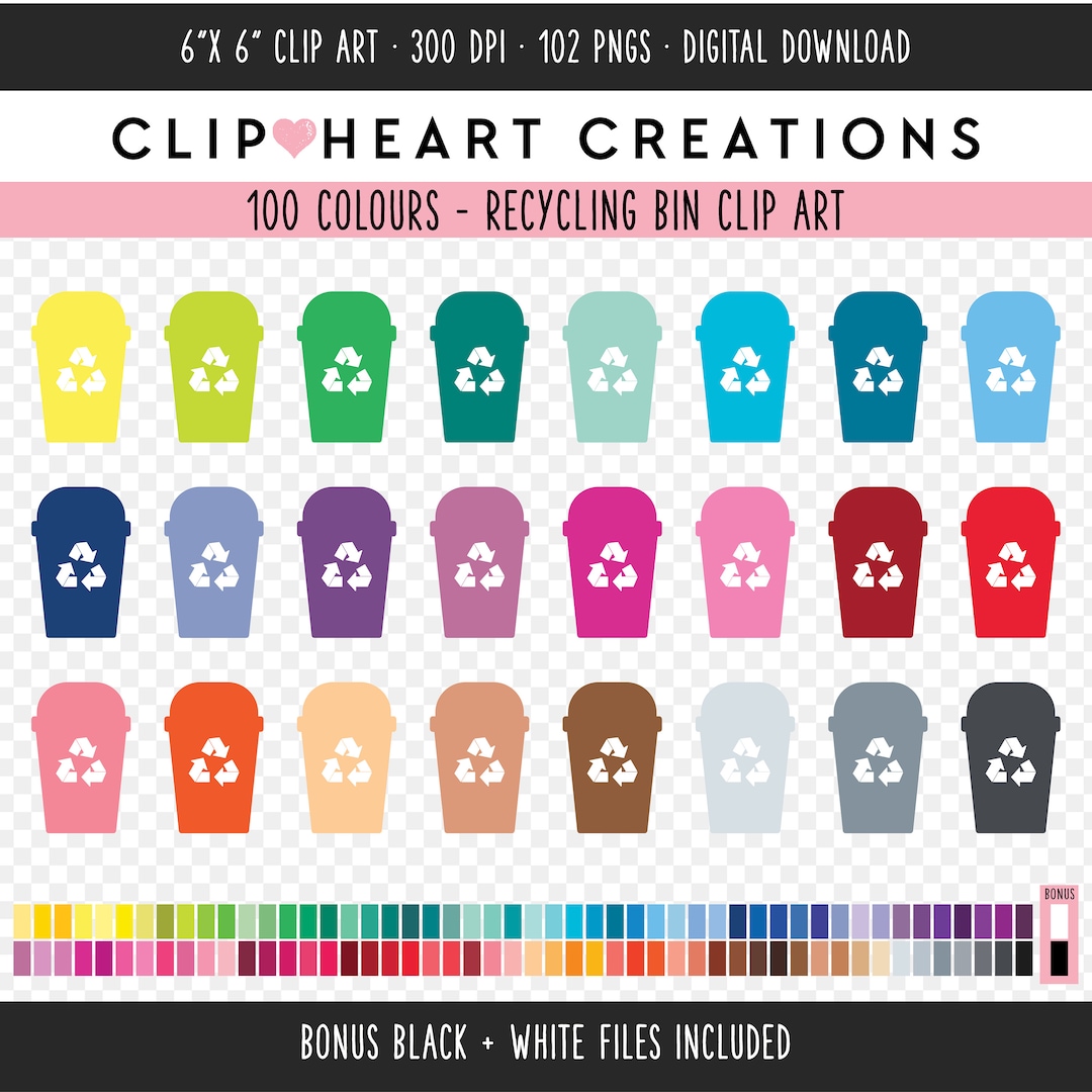 100 Recycling Bin Clip Art, Commercial Use Instant Download PNG ...