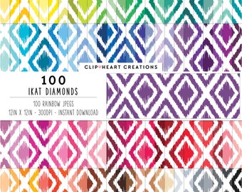 100 Ikat Ogee Pattern Digital Paper Commercial Use Seamless | Etsy