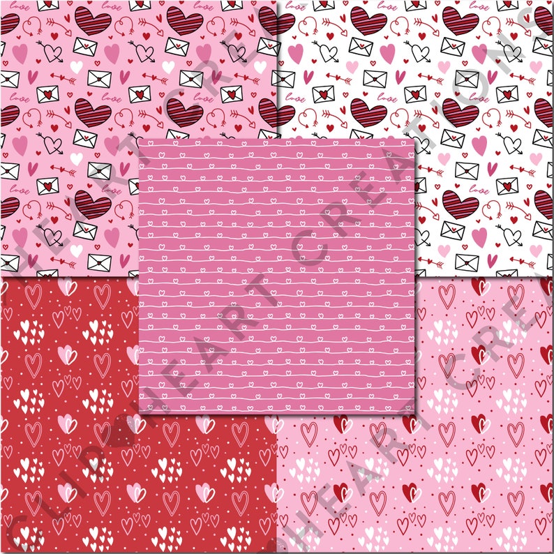 20 Valentines Themed Digital Papers Seamless Commercial Use - Etsy